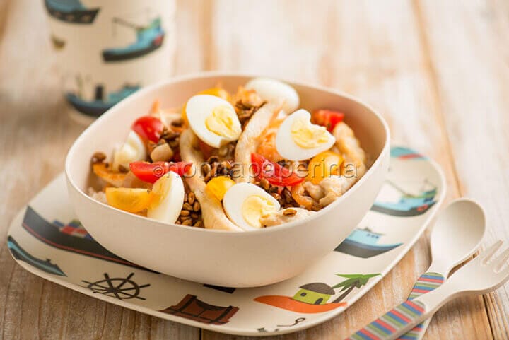 Bowl di pollo per bambini, facile da preparare e ricco di nutrienti