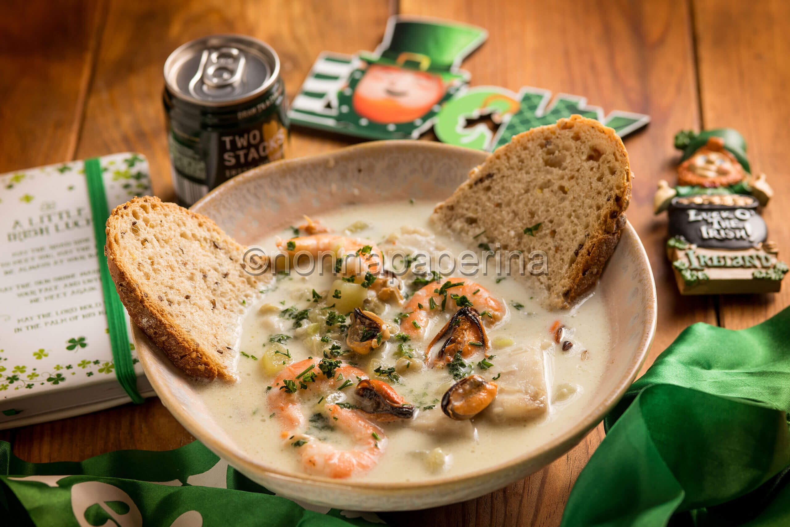 Seafood chowder, una morbida e vellutata zuppa di pesce irlandese